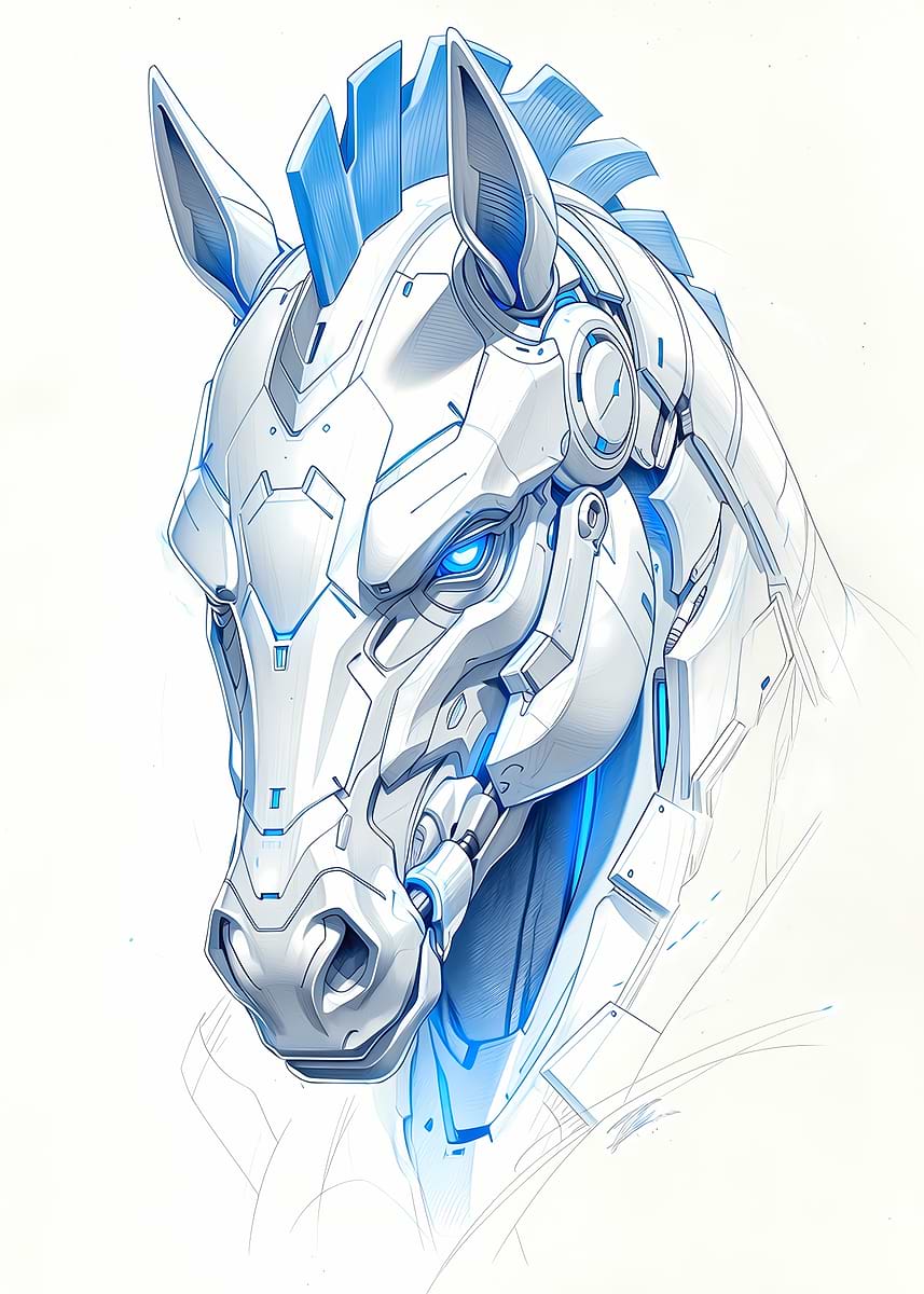 'Neon Cyber Stallion' Poster, picture, metal print, paint by Luong Phat ...