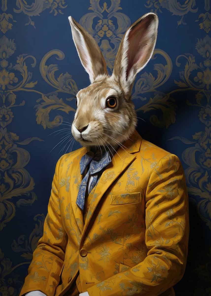 'The Distinguished Hare in Gold' Poster, picture, metal print, paint by ...