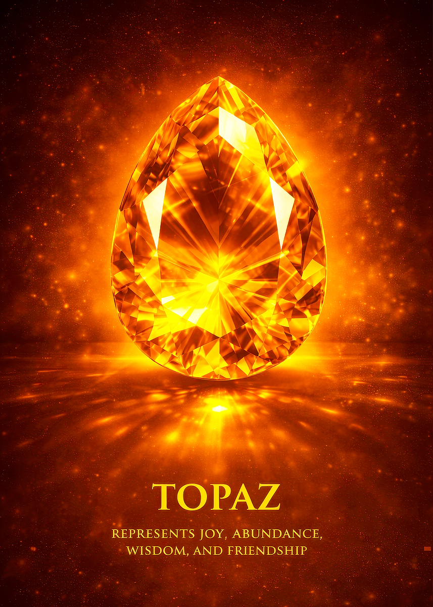 'Topaz Gemstone with Inspirational Text' Poster, picture, metal print ...