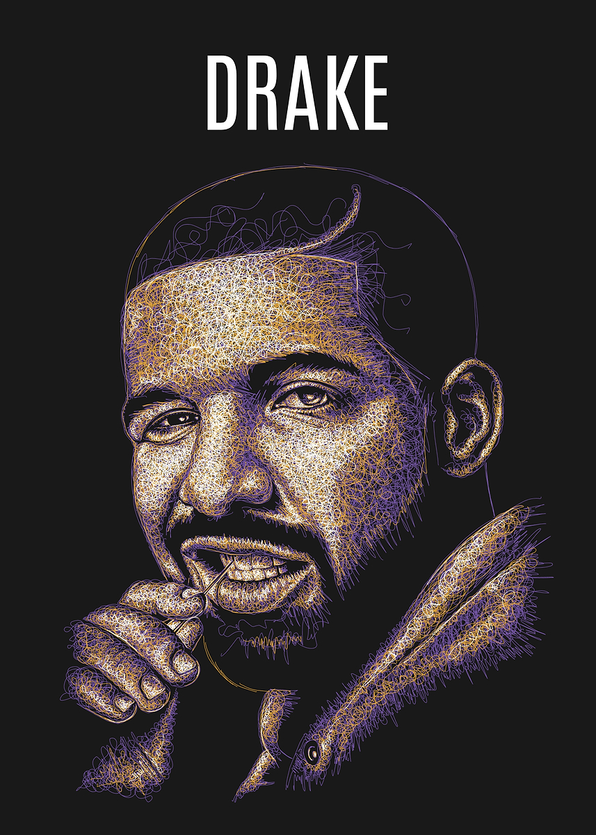 'Drake Portrait with Text' Poster, picture, metal print, paint by Muh ...
