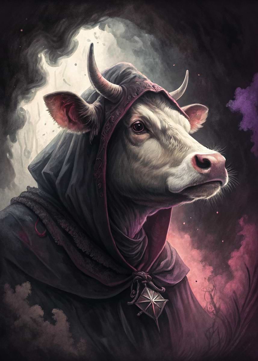 'Mysterious Cow Wizard' Poster, picture, metal print, paint by Tafa ...