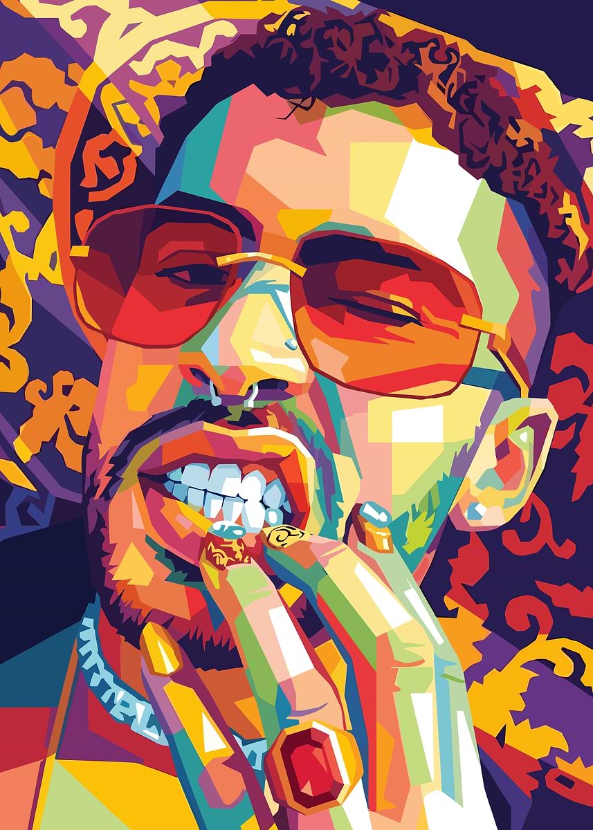 'Bad Bunny Pop Art Portrait' Poster, picture, metal print, paint by ...