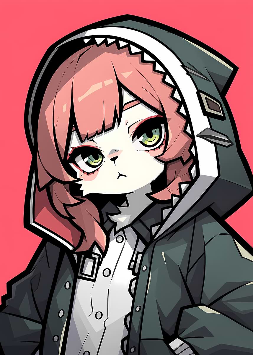 'Anime character in shark hoodie' Poster, picture, metal print, paint ...