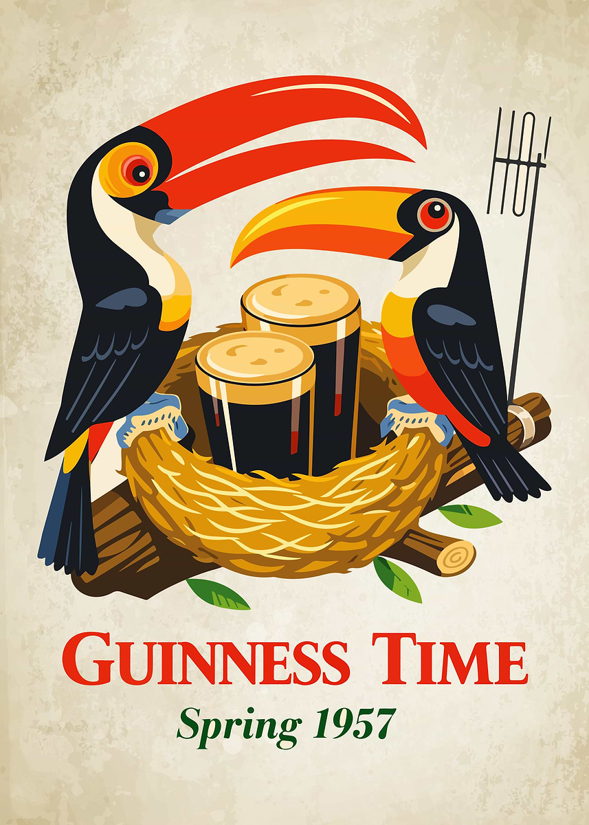 'Guinness Time Toucans Spring 1957' Poster, picture, metal print, paint ...
