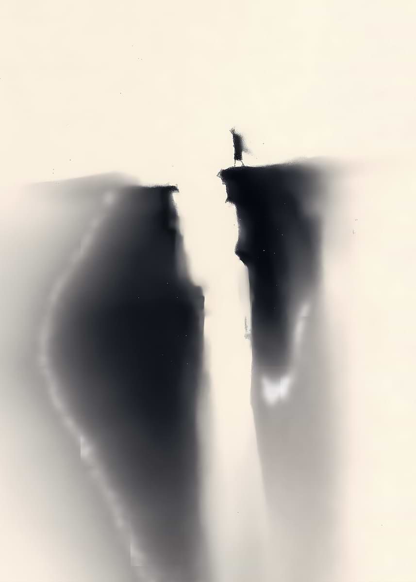 'Figure on a Cliff Edge' Poster, picture, metal print, paint by K3xiao ...