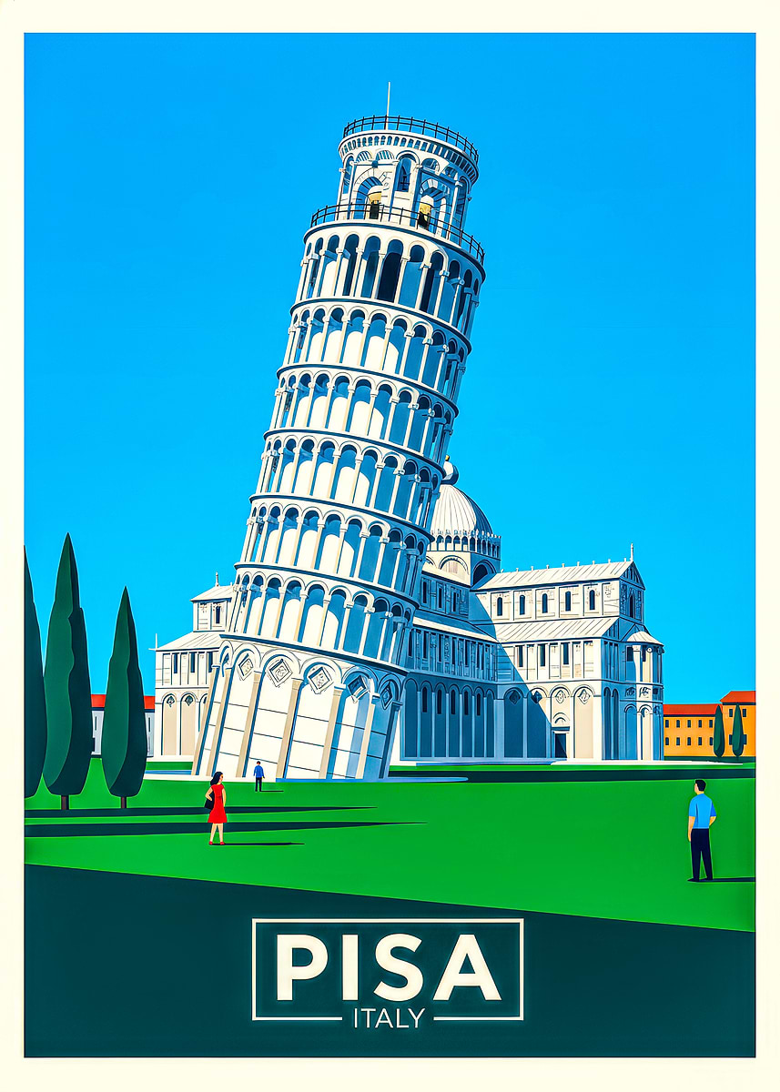 'Leaning Tower of Pisa Travel Poster' Poster, picture, metal print ...