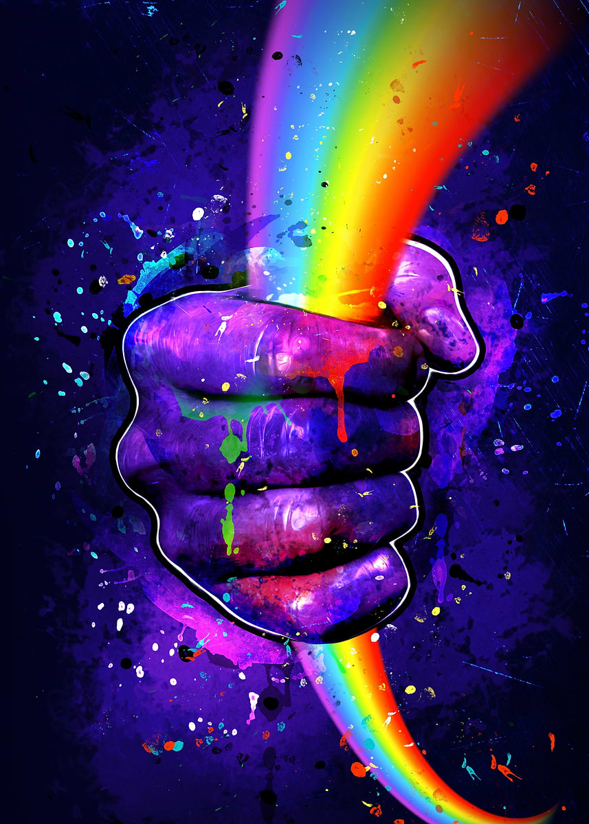 'Fist with Rainbow Splash' Poster, picture, metal print, paint by Ericc ...