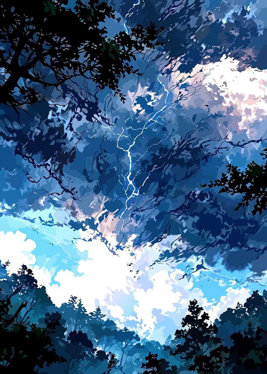 'Stormy Sky Over Forest' Poster, picture, metal print, paint by Dao ...
