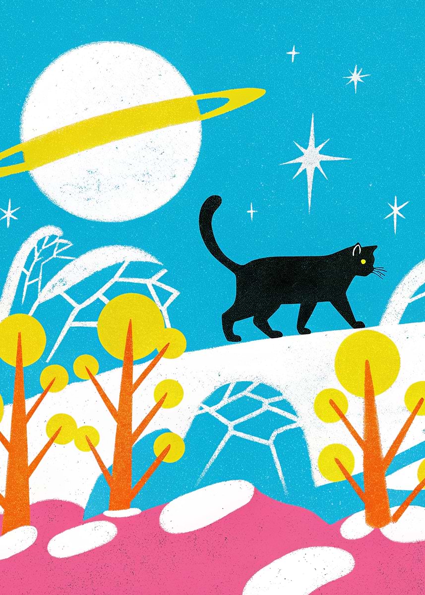'Cosmic Cat Walk / Midnight Cat Universe' Poster, picture, metal print ...