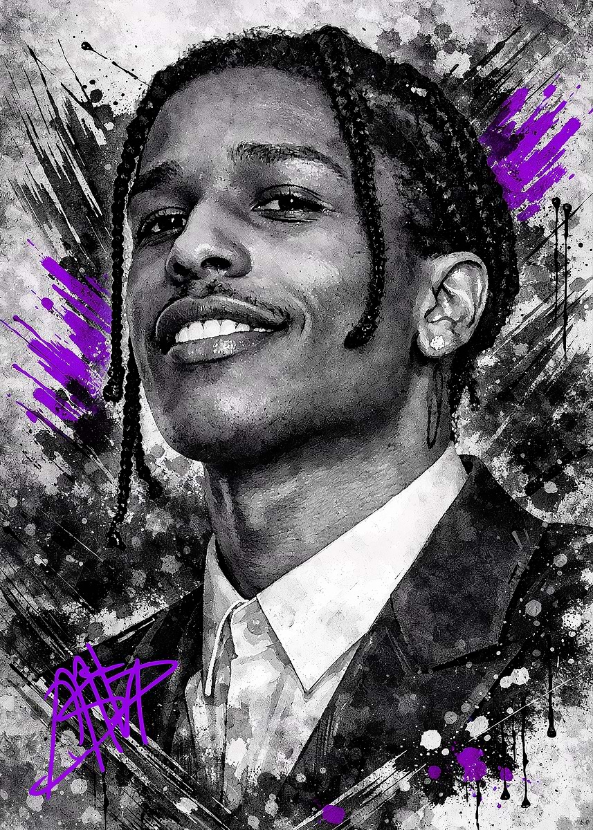 'A$AP Rocky Portrait' Poster, picture, metal print, paint by Loxey ...