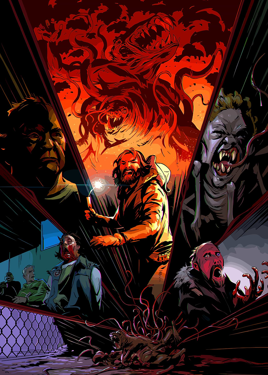 'Horror comic panel with monster and people' Poster, picture, metal ...