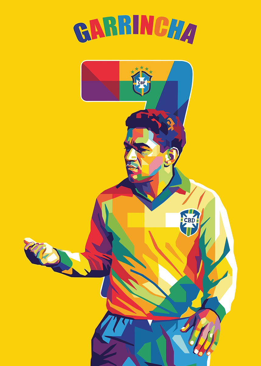 'Garrincha Pop Art Portrait' Poster, picture, metal print, paint by ...
