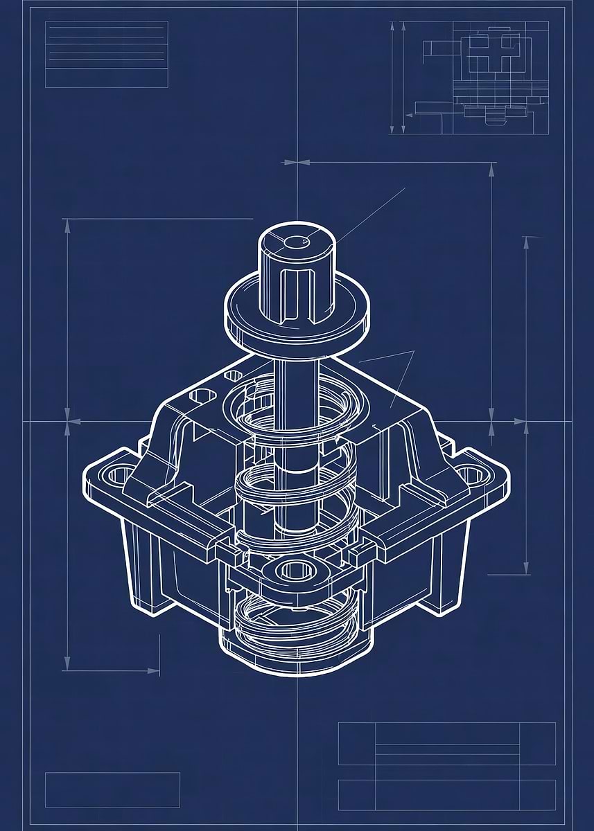 'Mechanical Blueprint of a Spring-Loaded Device' Poster, picture, metal ...