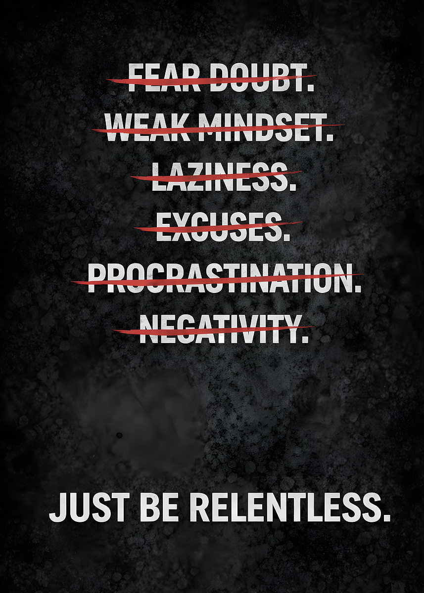 'Just Be Relentless Motivational Poster' Poster, picture, metal print ...