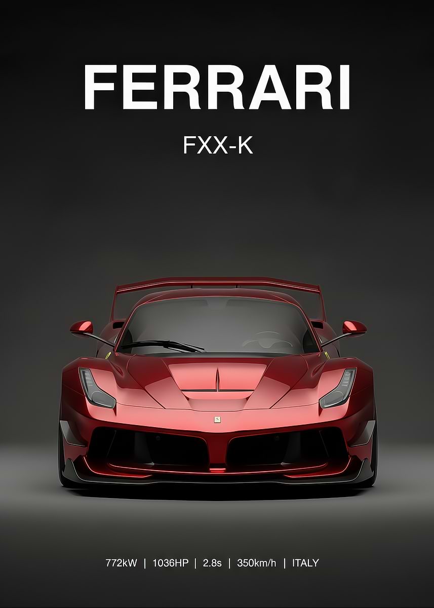 'red Ferrari FXX-K poster ' Poster, picture, metal print, paint by m5 ...