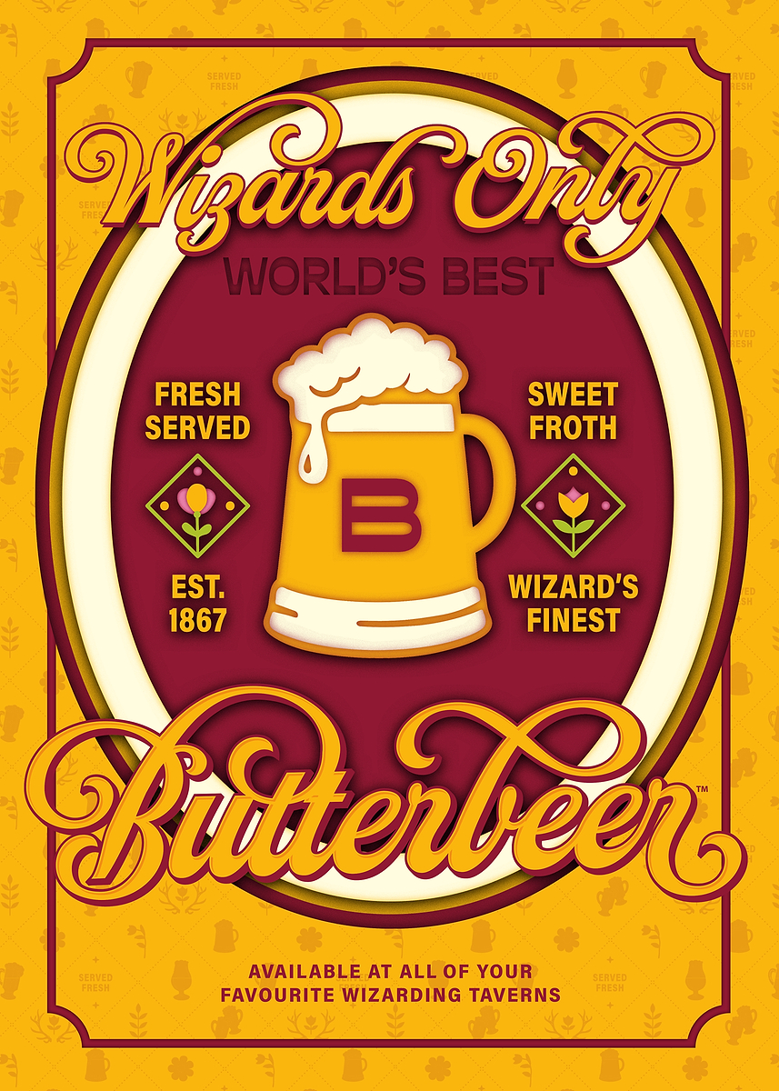 'Wizards Only Butterbeer Advertisement' Poster, picture, metal print ...