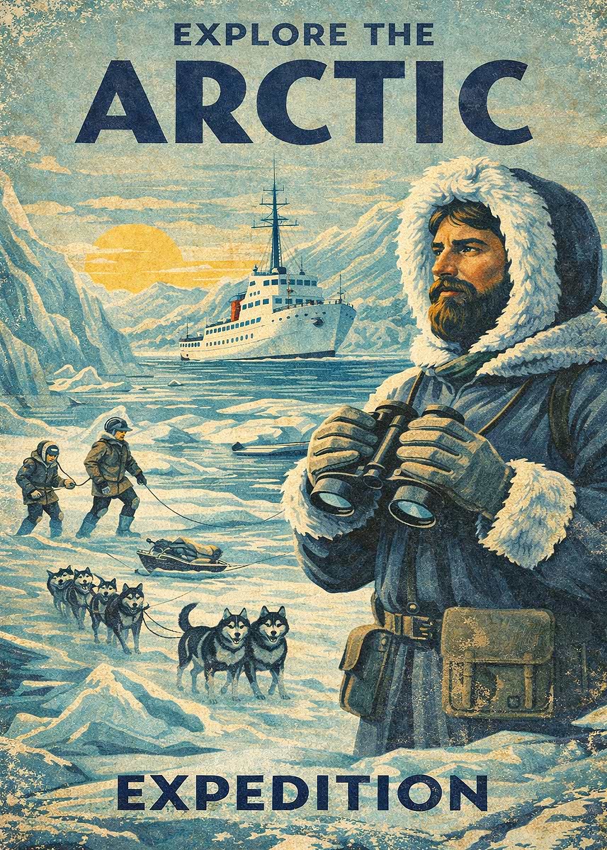 'Explore the Arctic Expedition Vintage Poster' Poster, picture, metal ...