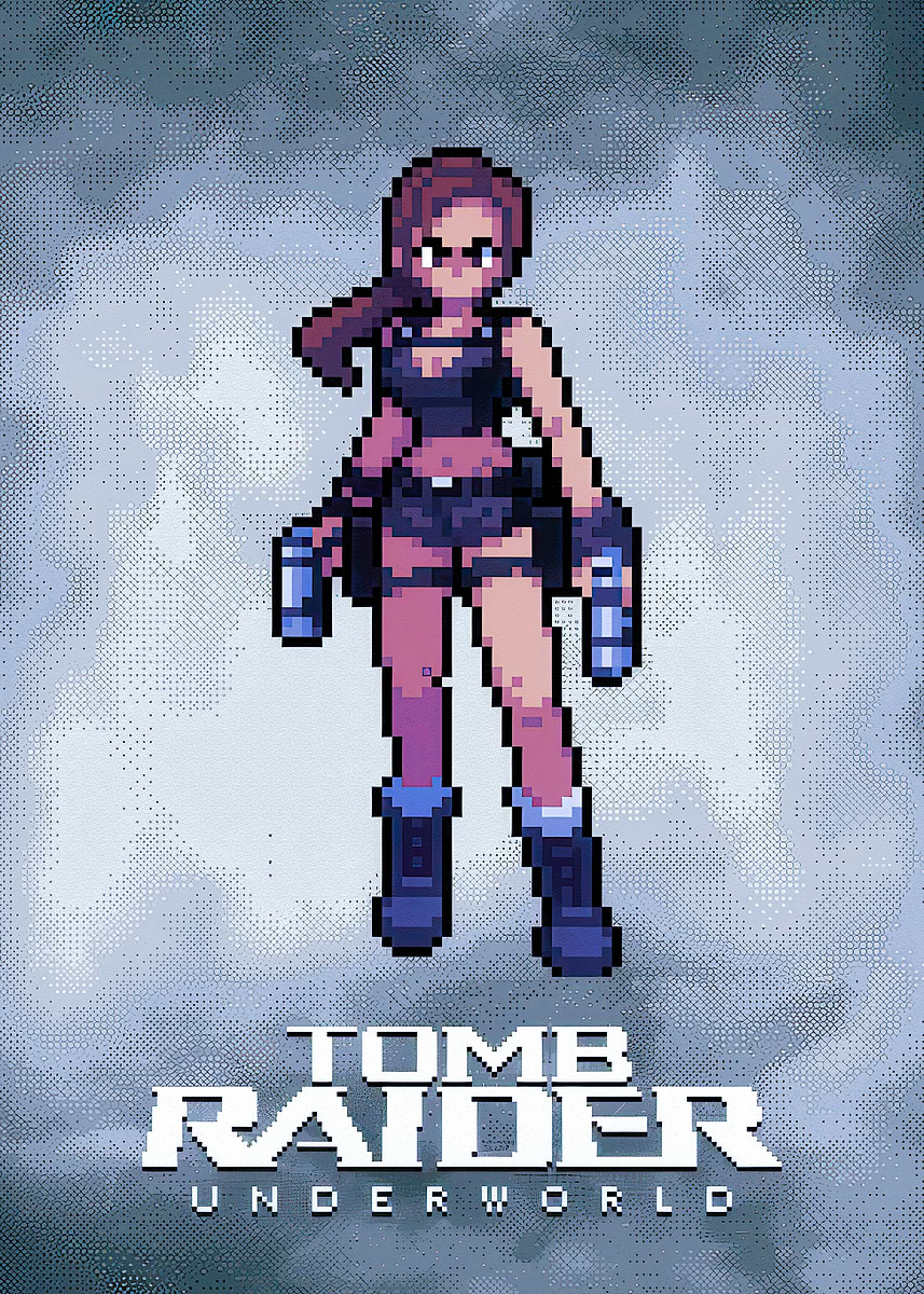 'Pixel Art Lara Croft Tomb Raider' Poster, picture, metal print, paint ...