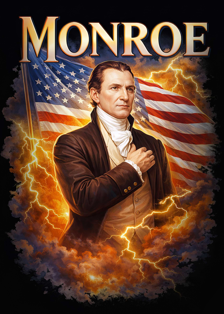 'James Monroe – U.S. President Patriotic American Flag Portrait Wall ...