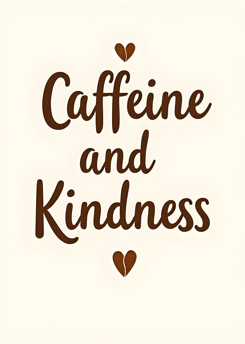 'Caffeine and Kindness Coffee Art' Poster, picture, metal print, paint ...