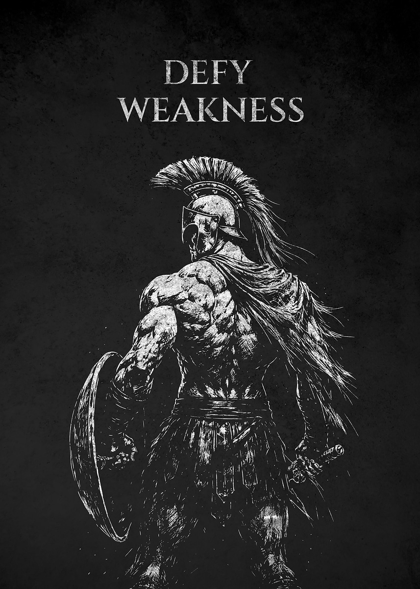 'Defy Weakness Spartan Warrior' Poster, picture, metal print, paint by ...