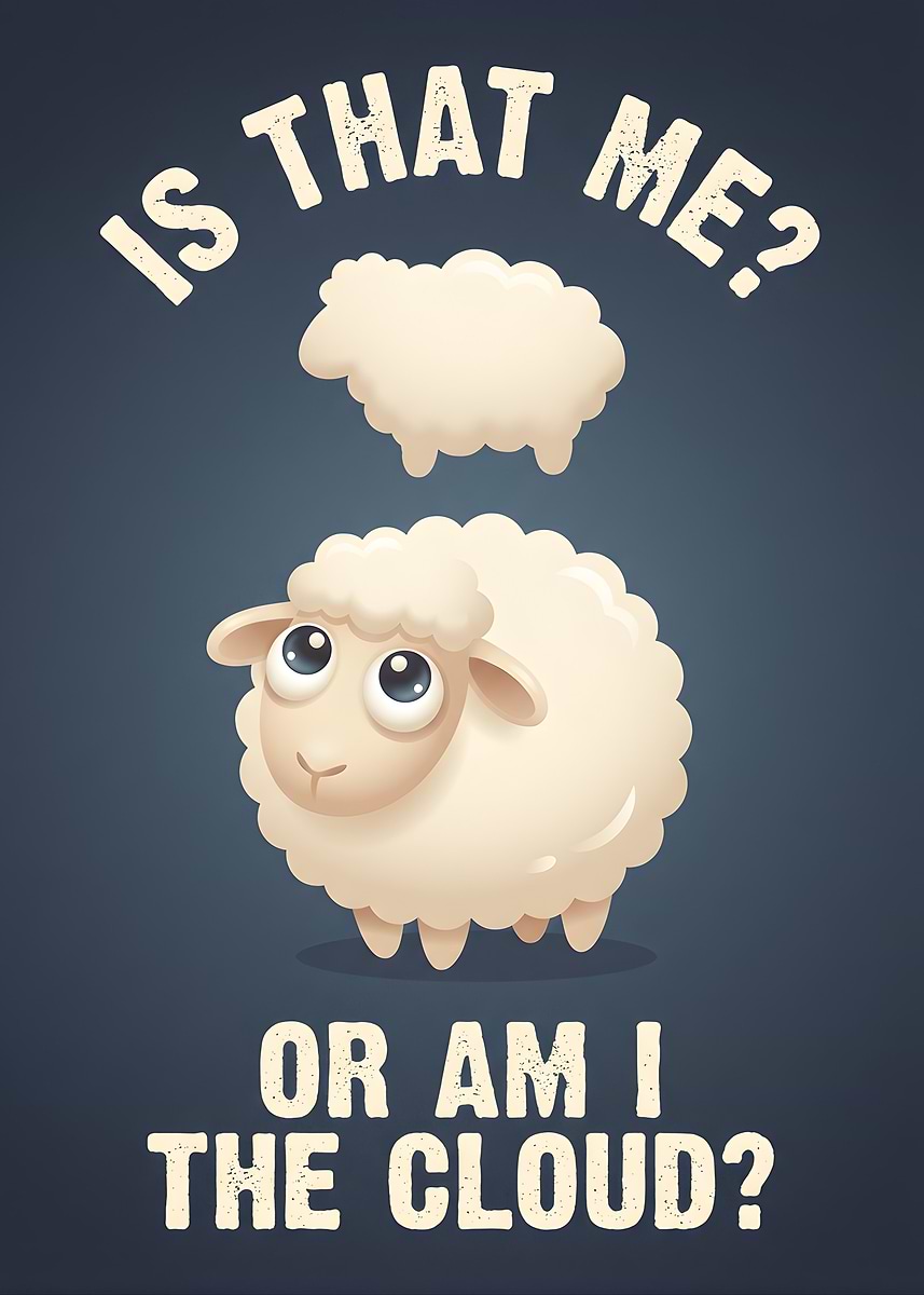'Sheep and Cloud Question' Poster, picture, metal print, paint by ...