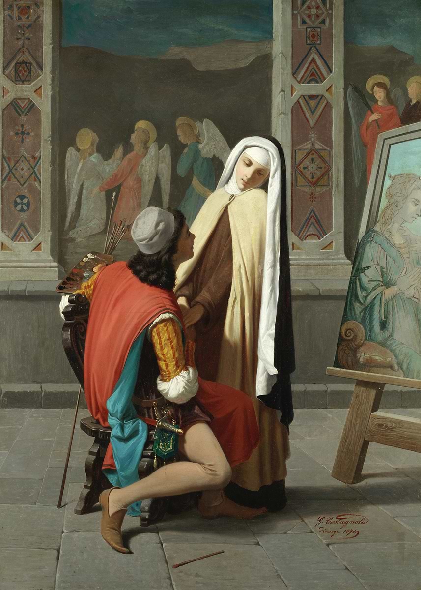 'Artist and Nun in Renaissance Setting' Poster, picture, metal print ...