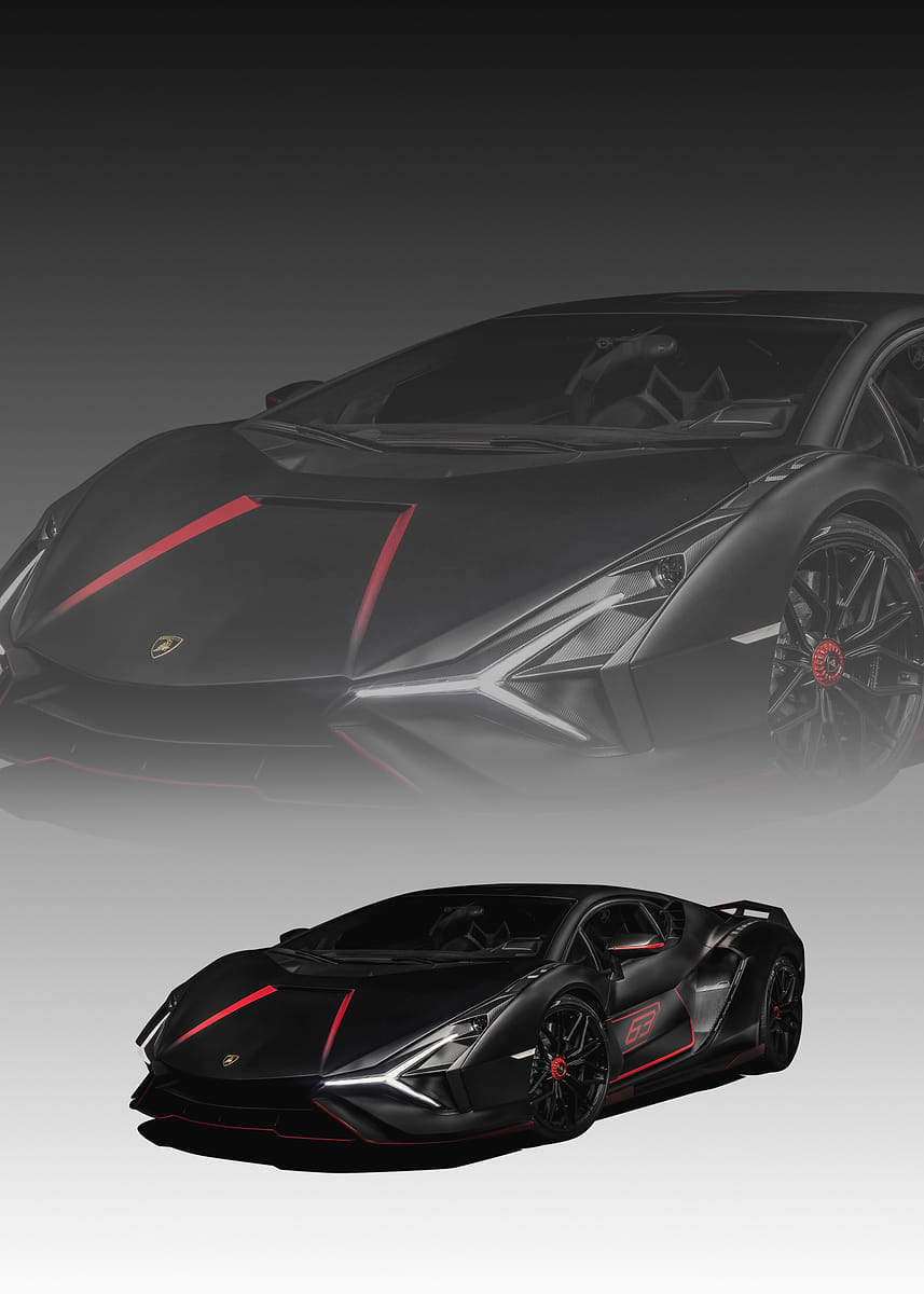 'Black Lamborghini with Red Accents' Poster, picture, metal print ...