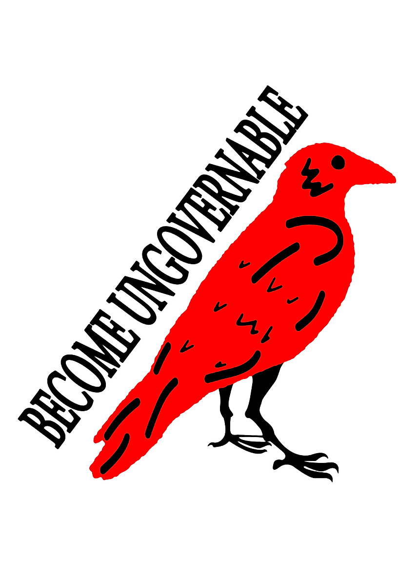'Red Bird with 'Become Ungovernable' Text' Poster, picture, metal print ...