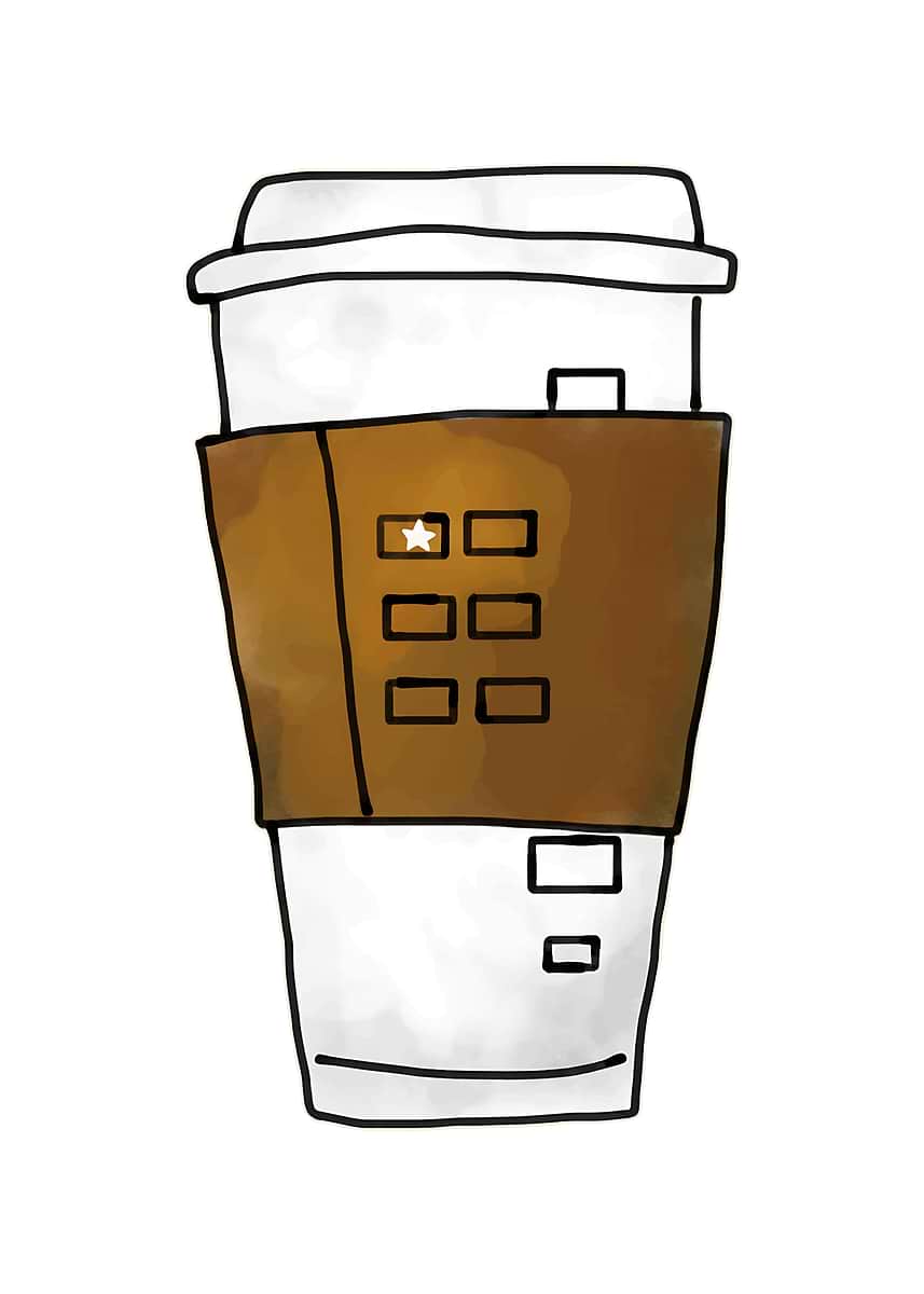 'Coffee Cup with Sleeve and Star' Poster, picture, metal print, paint ...