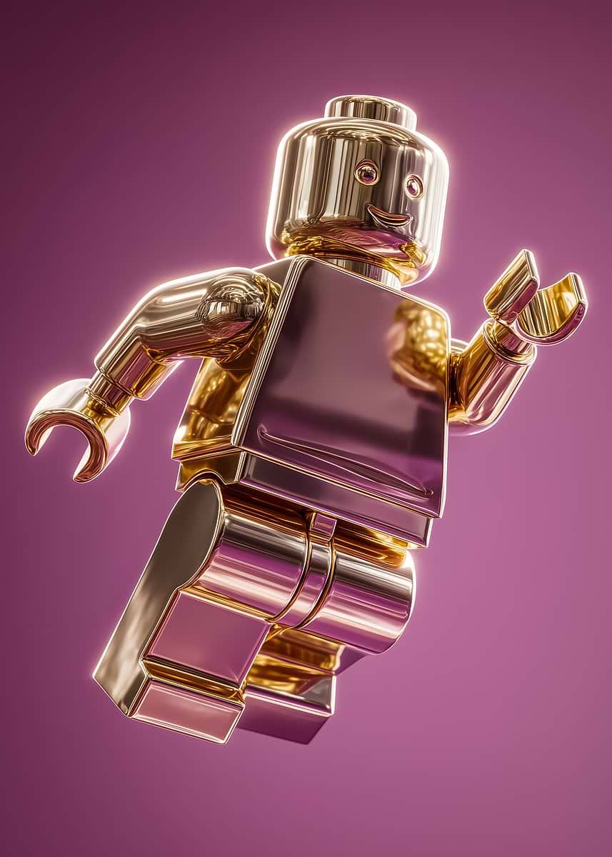 'Gold Lego Minifigure' Poster, picture, metal print, paint by K3xiao ...