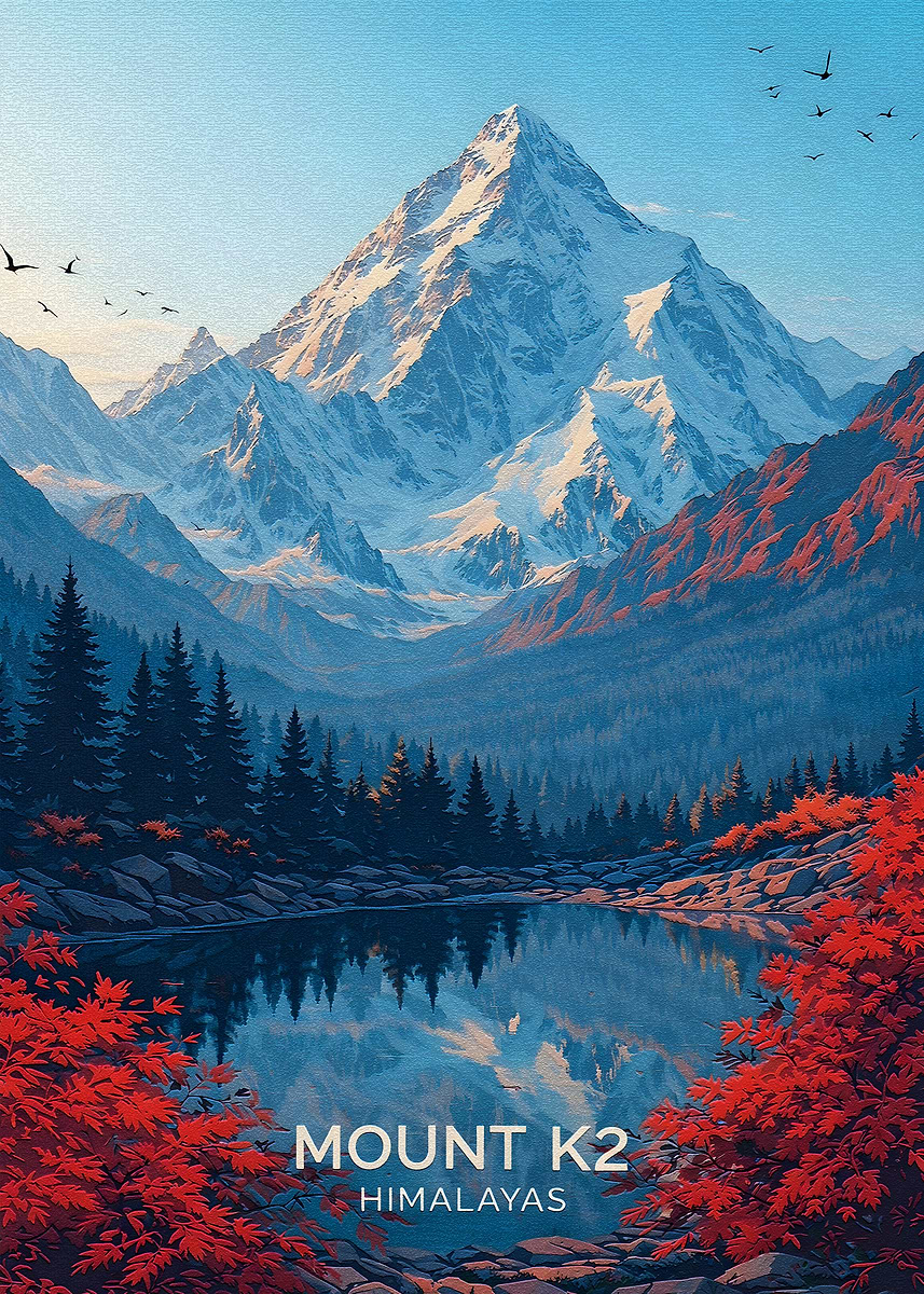 'Mount K2 Himalayas Landscape' Poster, picture, metal print, paint by ...