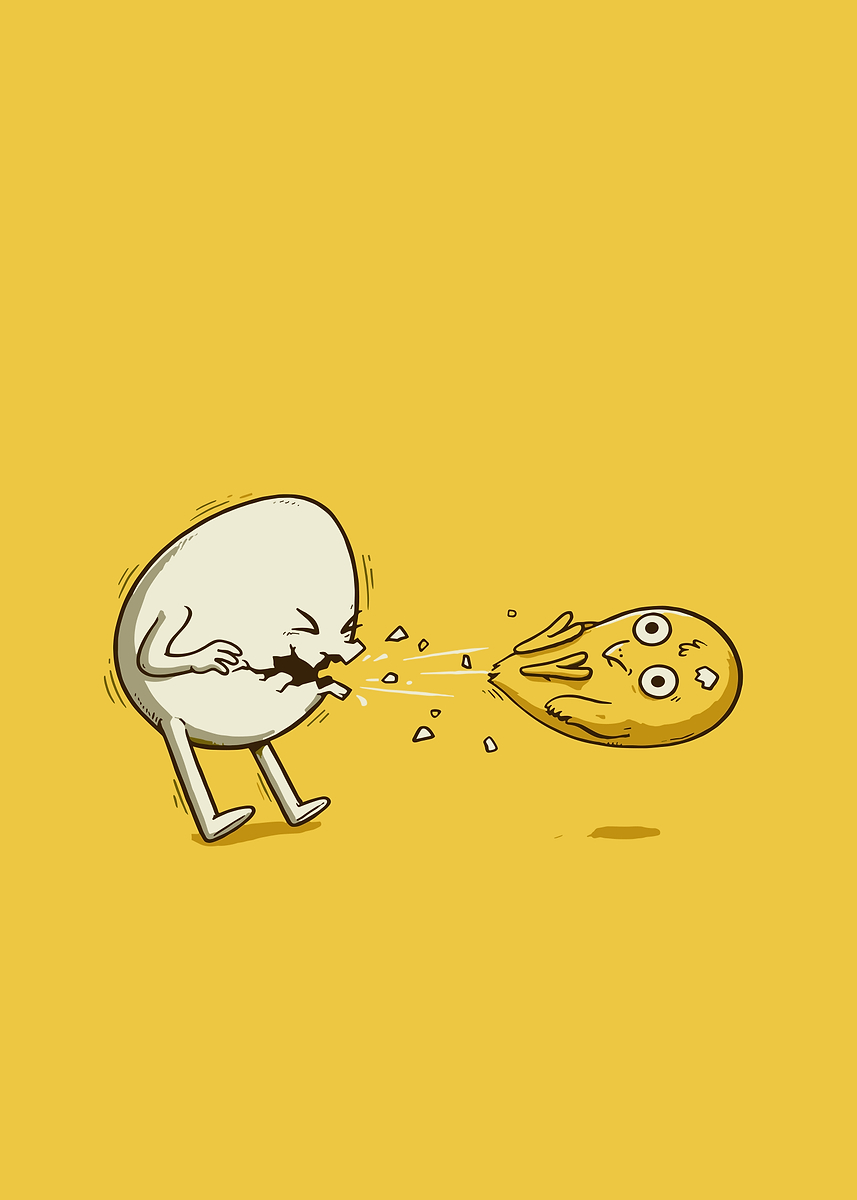 'Cracked Egg Vomiting Chick' Poster, picture, metal print, paint by ...