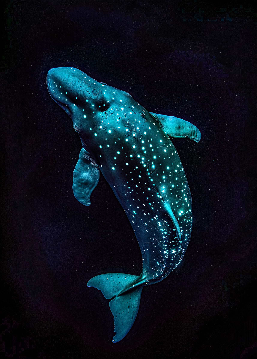 'Whale in Dark Ocean' Poster, picture, metal print, paint by ...
