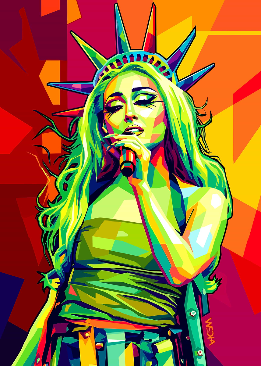 'Pop Art Statue of Liberty Singer' Poster, picture, metal print, paint ...