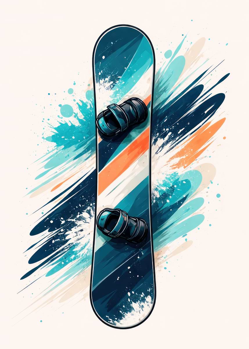'Snowboard with Abstract Splash Art' Poster, picture, metal print ...
