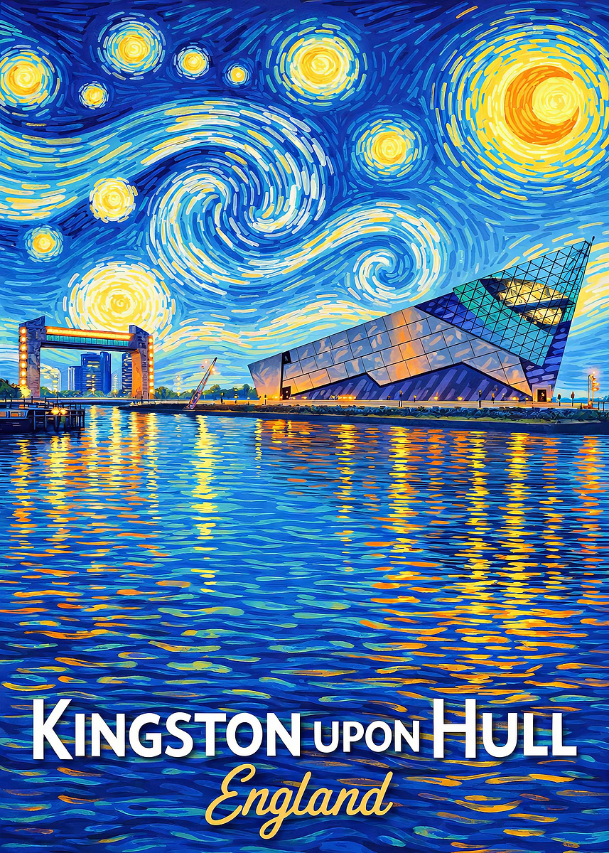 'Kingston Upon Hull England Starry Night' Poster, picture, metal print ...