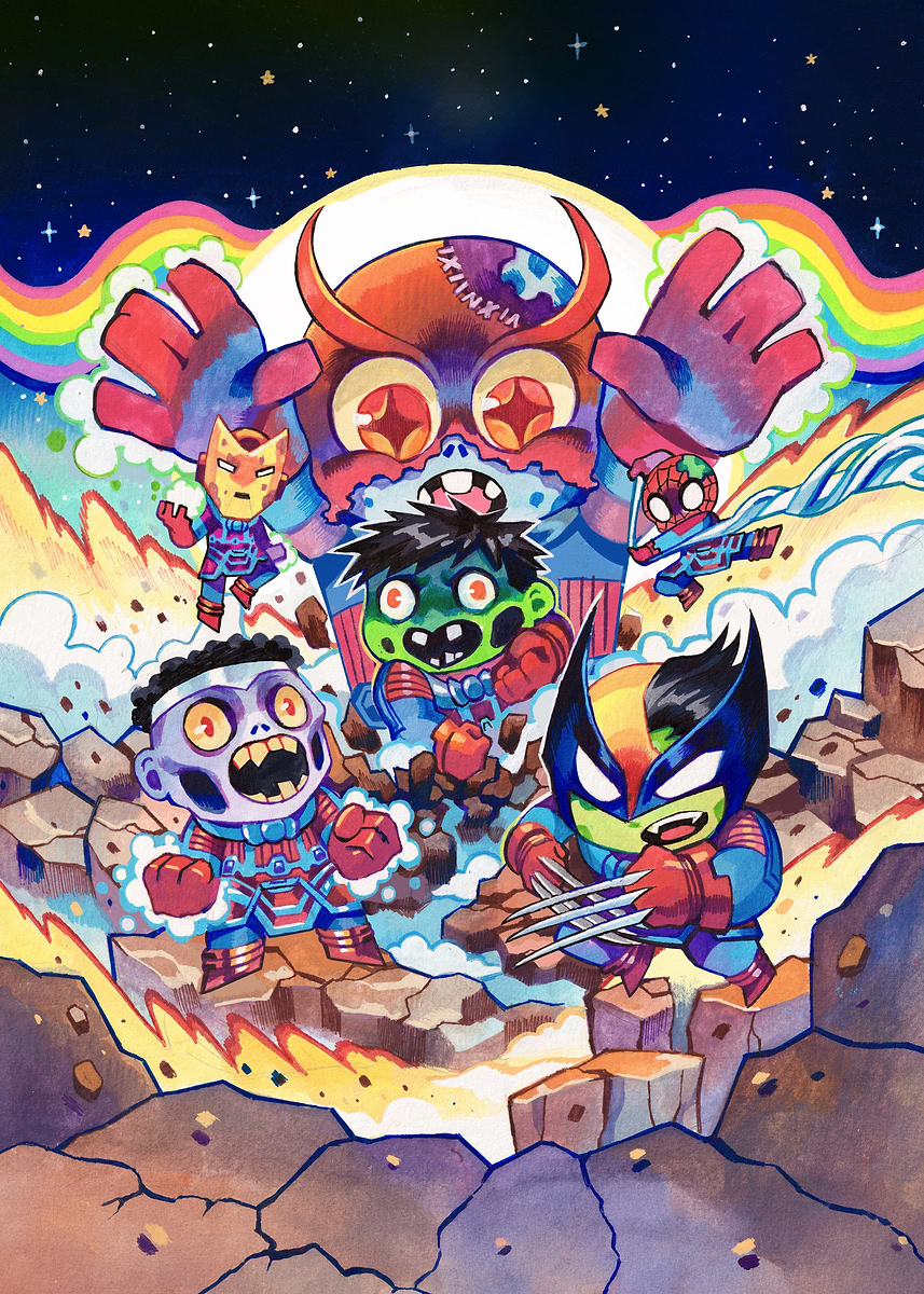'Marvel Snap: Chibi Zombie Heroes Variant' Poster, picture, metal print ...