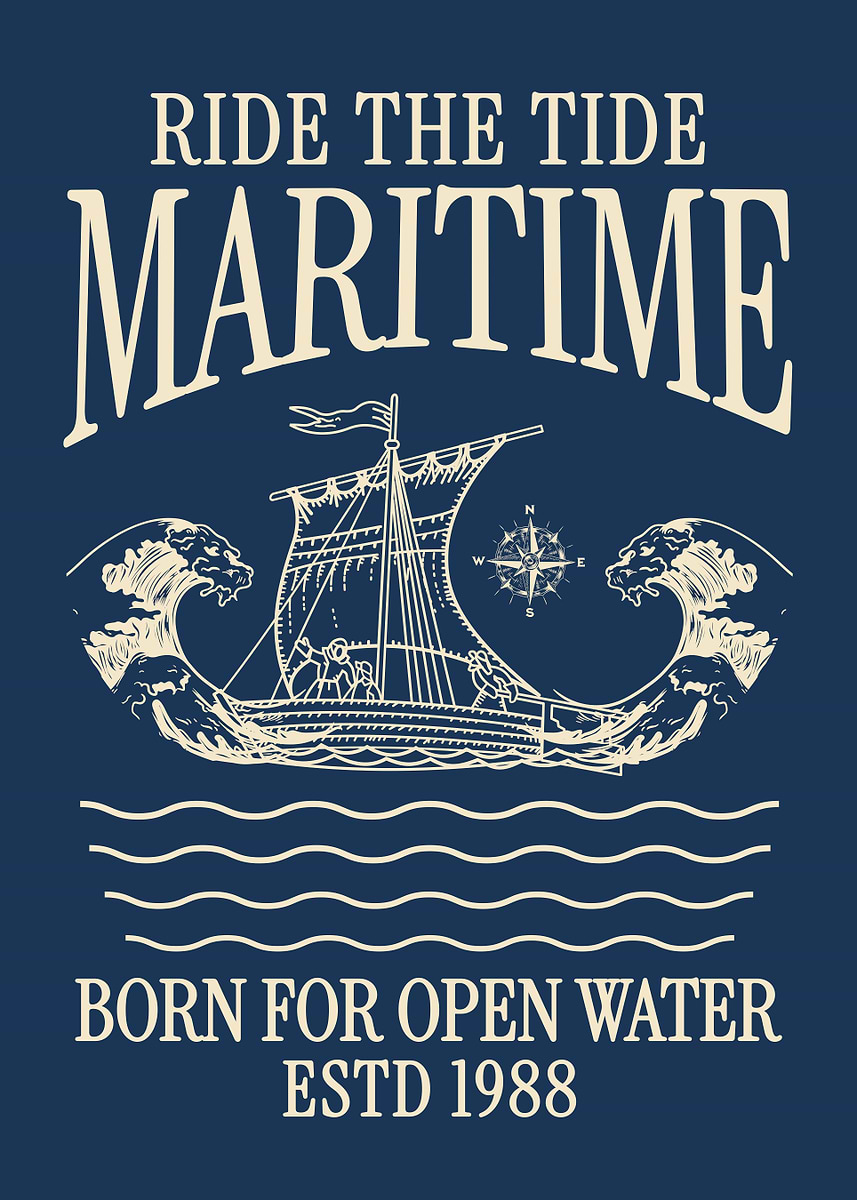 'Ride the Tide – Maritime Boat Poster | Vintage Nautical Wall Art ...