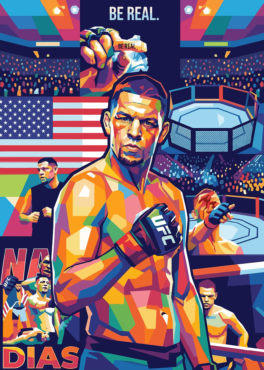 'Nate Diaz UFC Pop Art' Poster, picture, metal print, paint by Anak ...
