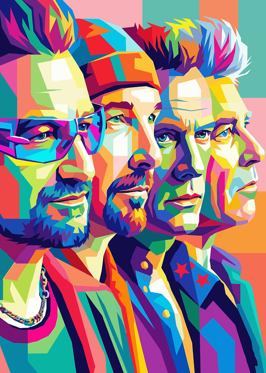 'U2 Band Members Pop Art Portrait' Poster, picture, metal print, paint ...