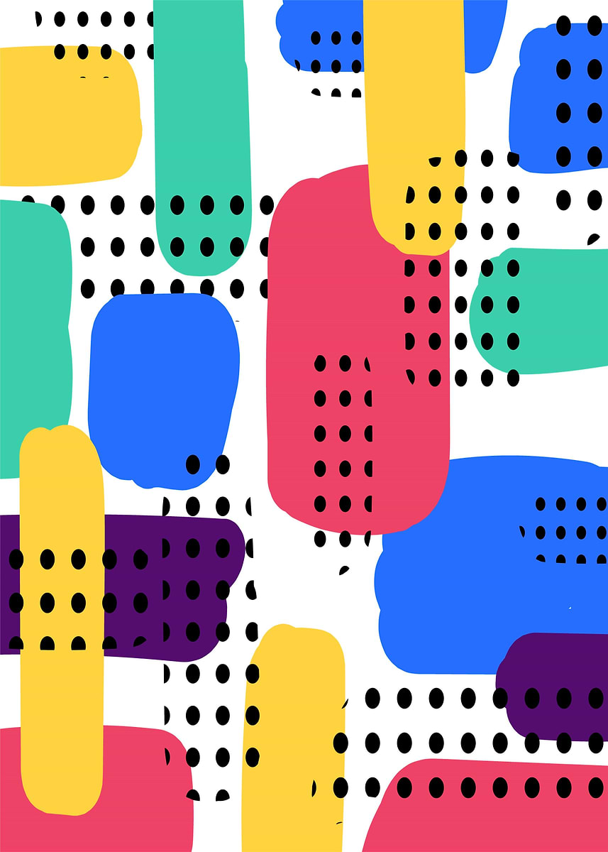 'Abstract Colorful Shapes with Dots' Poster, picture, metal print ...