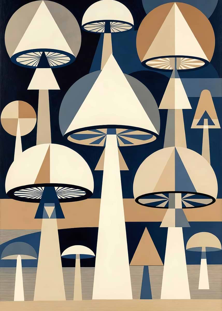 'Geometric Mushroom Art' Poster, picture, metal print, paint by ...