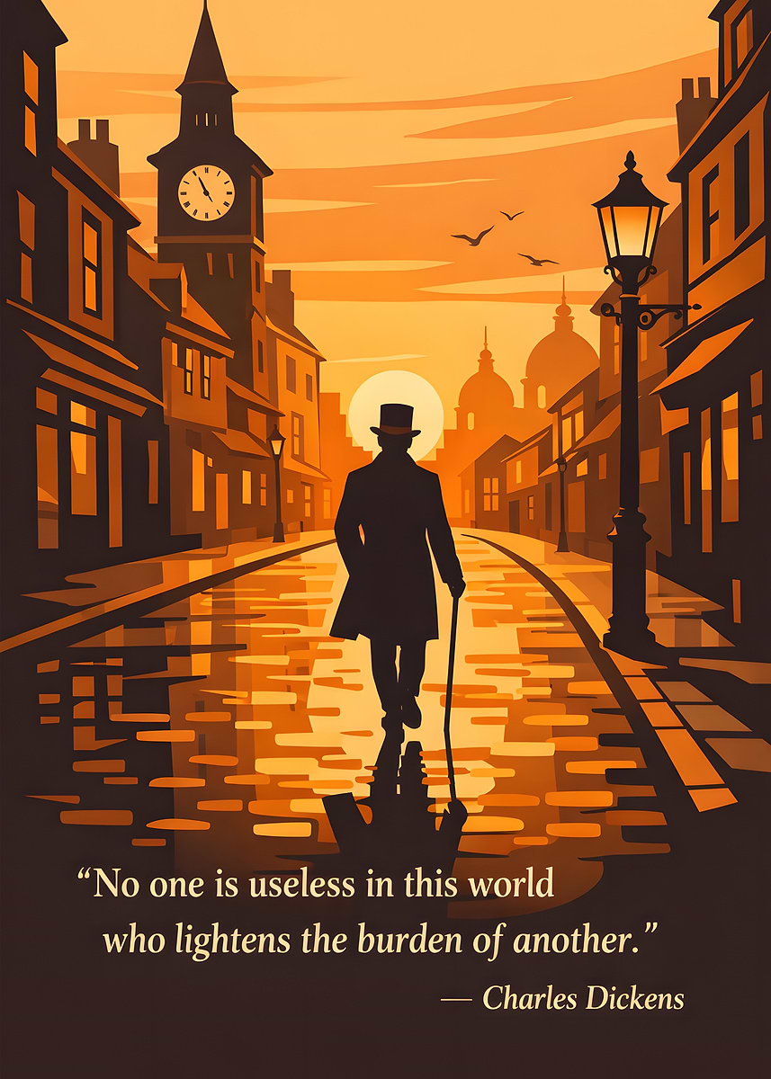 'Charles Dickens Quote on a City Street' Poster, picture, metal print ...