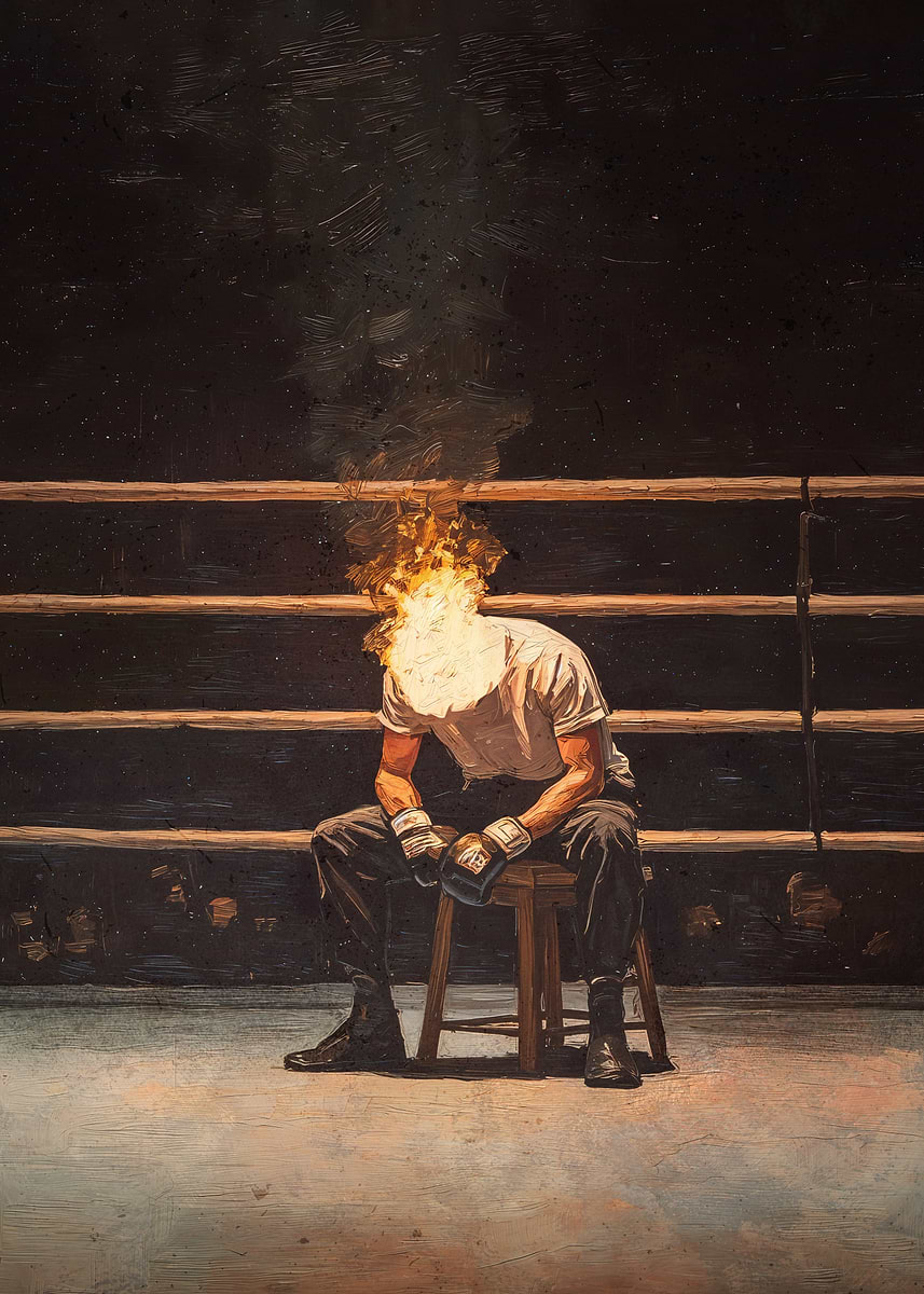 'The Burning Boxer' Poster, picture, metal print, paint by Uber ...
