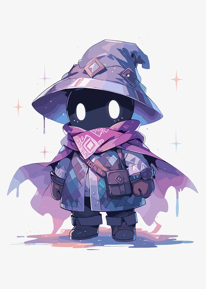 'Cute Black Mage Character' Poster, picture, metal print, paint by ...