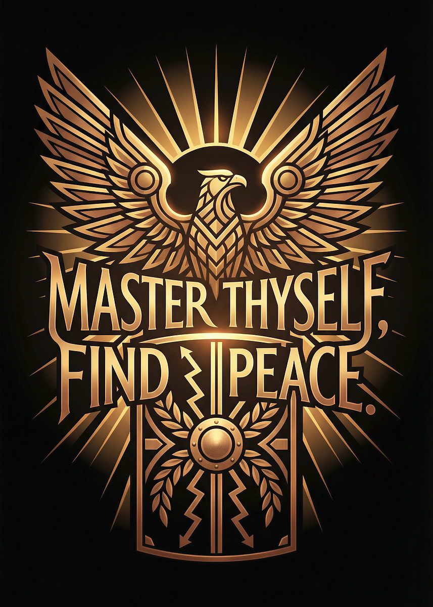 'Master Thyself Find Peace Eagle Symbol' Poster, picture, metal print ...