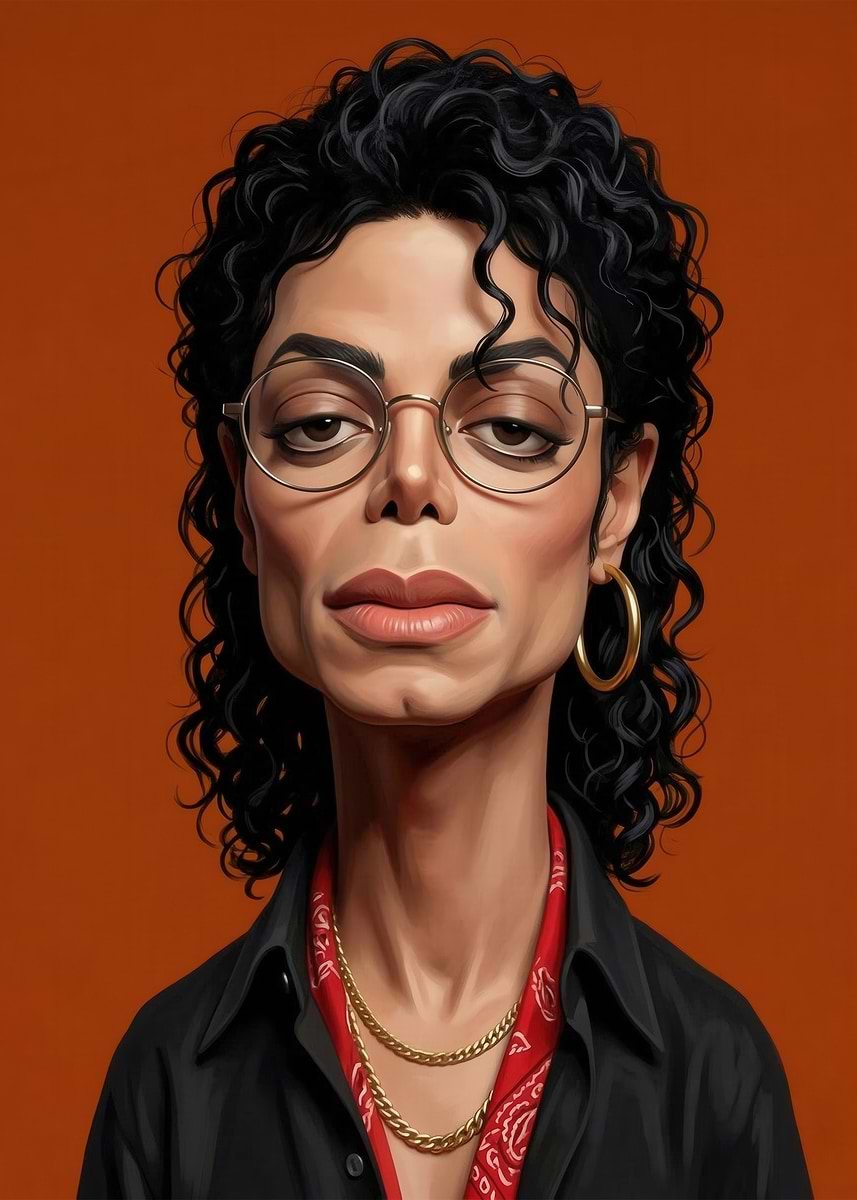 'Caricature of Michael Jackson with glasses' Poster, picture, metal ...