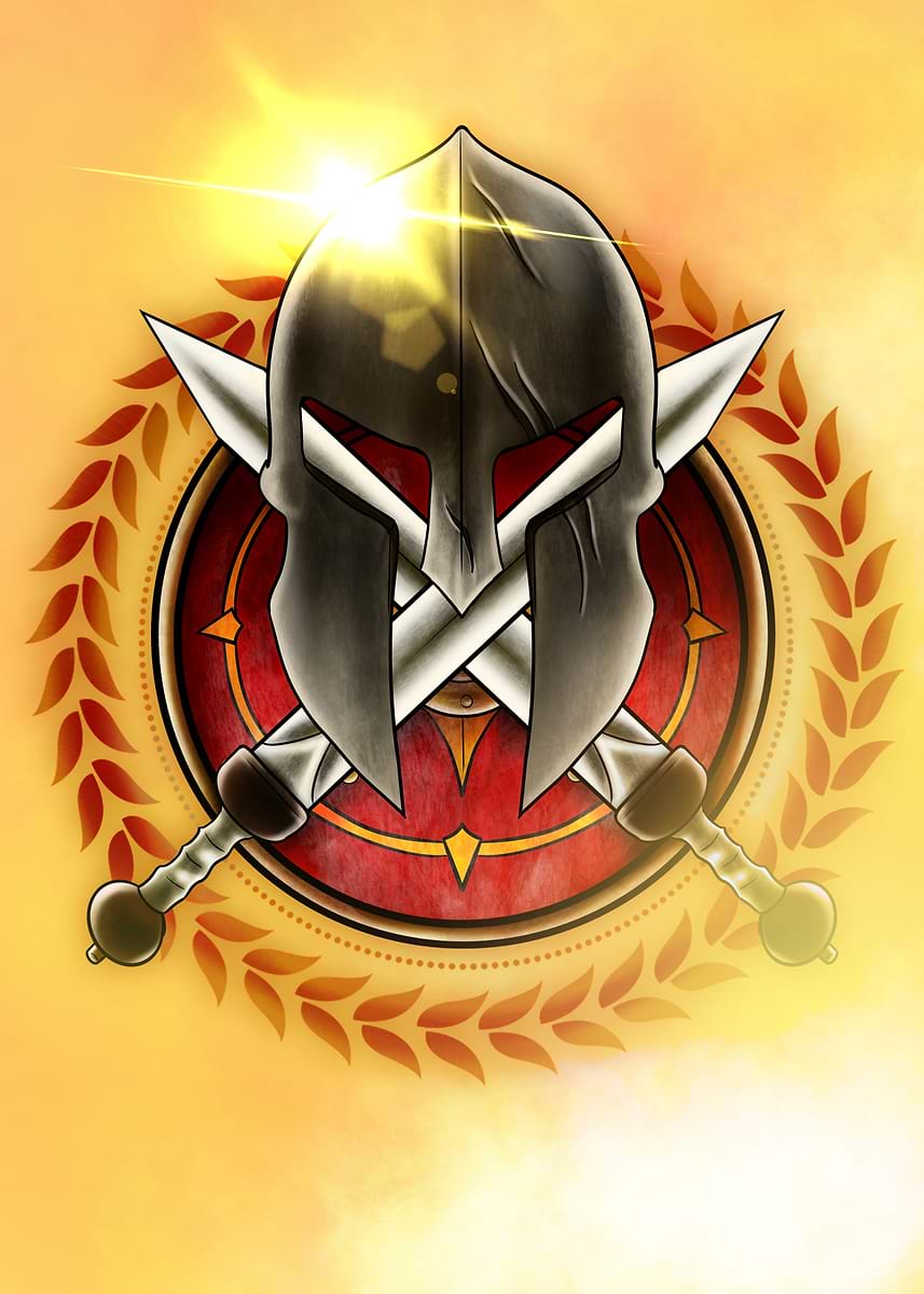 'Spartan Helmet and Swords Emblem' Poster, picture, metal print, paint ...