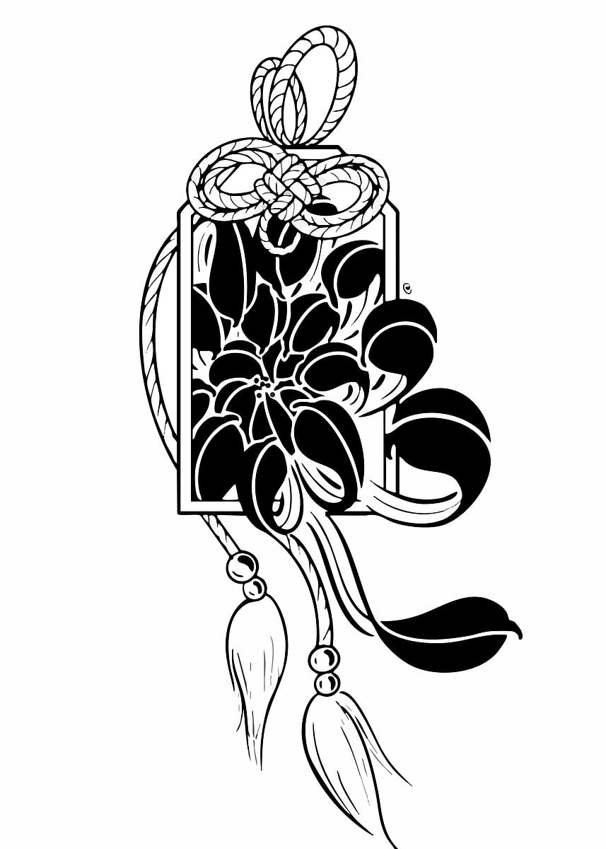 'Japanese Floral Charm with Tassels' Poster, picture, metal print ...